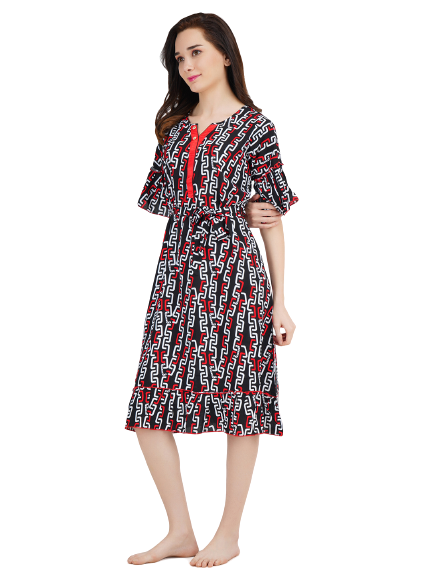 Short Nightgown with Beautiful Chain Print – KOI Sleepwear